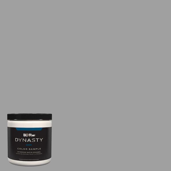 BEHR DYNASTY 8 oz. #PPU26-06 Elemental Gray Satin Enamel Stain-Blocking ...