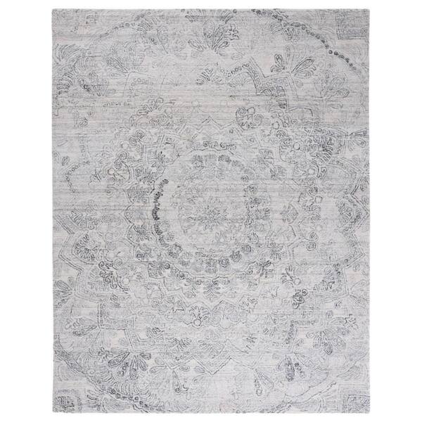 SAFAVIEH Abstract Ivory/Black 9 ft. x 12 ft. Distressed Medallion Area ...