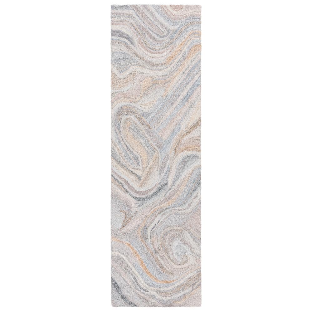 SAFAVIEH Abstract Gray/Brown 2 ft. x 8 ft. Abstract Eclectic Runner Rug ...