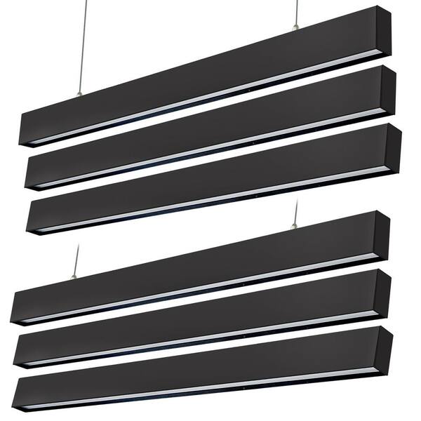 WYZM 4 ft. 250-Watt Equivalent Integrated LED Black Pendant Light for ...