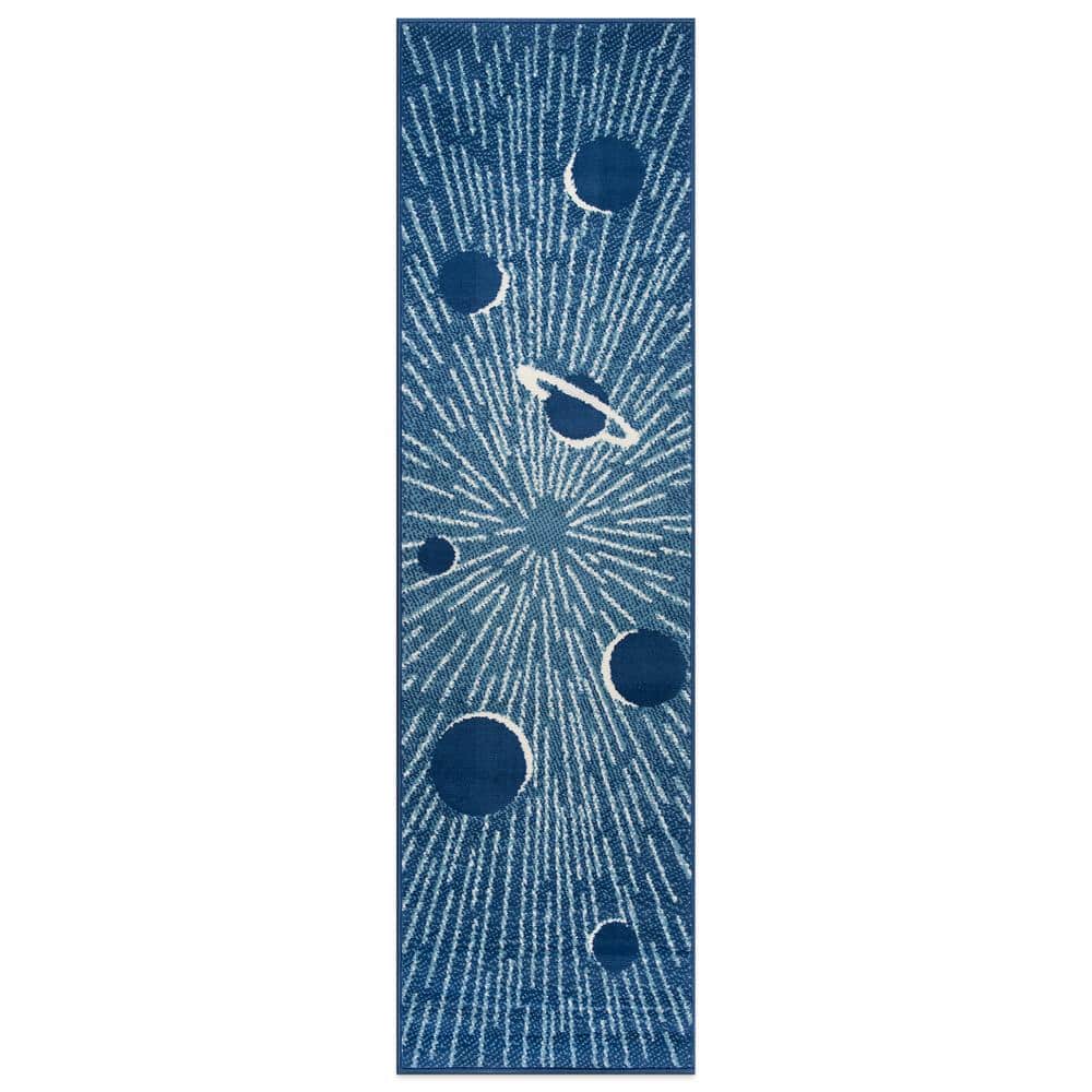 World Rug Gallery Starry Skies Galaxy Blue 2 ft. x 7 ft. Area Rug ...