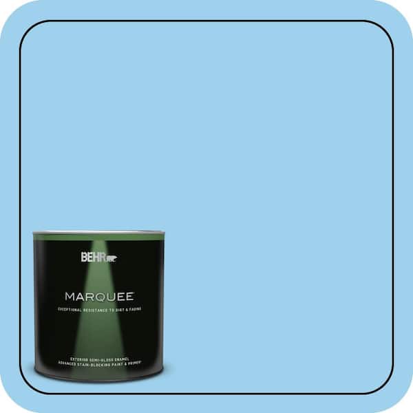 BEHR MARQUEE 1 qt. #P500-3 Spa Blue Semi-Gloss Enamel Exterior Paint ...