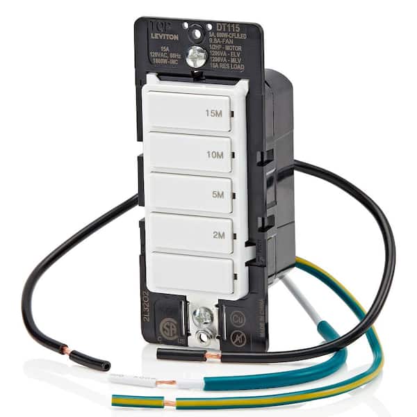 Leviton Decora 15 Amp 15-Minute Indoor In-Wall Timer Switch, 1/2 HP/9 ...