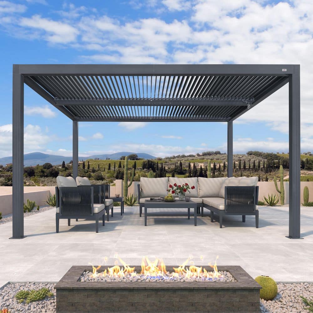 PURPLE LEAF 10 ft. x 12 ft. Gray Aluminum Frame Outdoor Hardtop ...