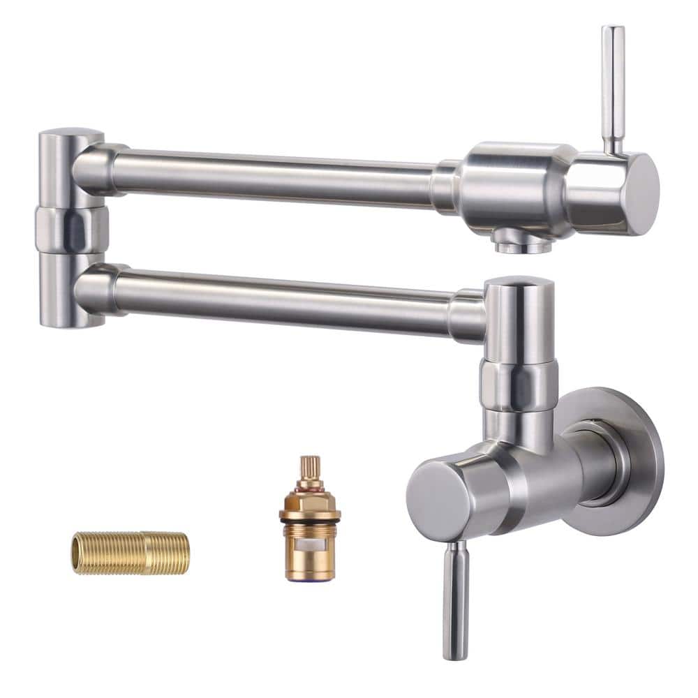 WOWOW Solid Brass Wall Mounted Pot Filler Faucet with Double Joint ...