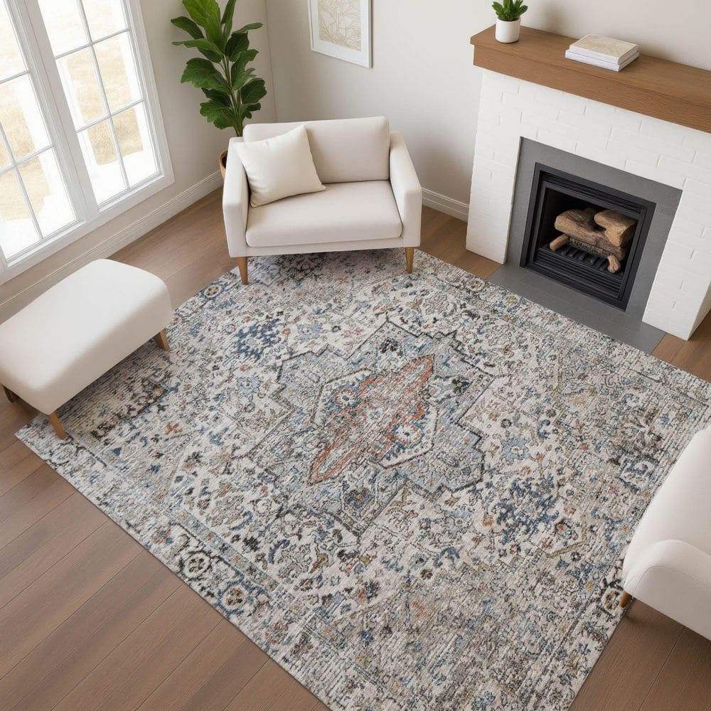 Addison Rugs Mayfield Premium Machine Washable Abstract AMF1767 Ivory 8 ...