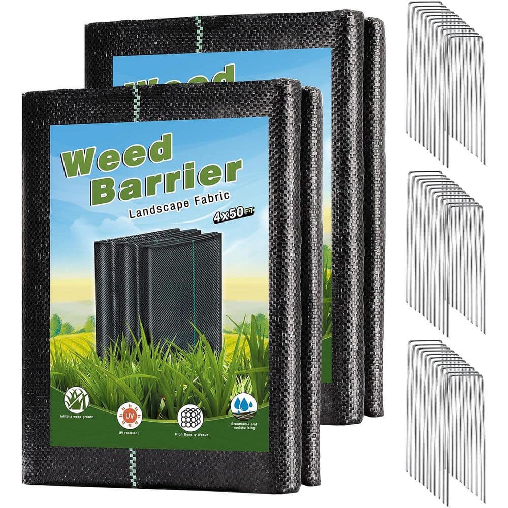 Phewnyzo Garden Weed Barrier Landscape Fabric Heavy Duty Ground Cover ...
