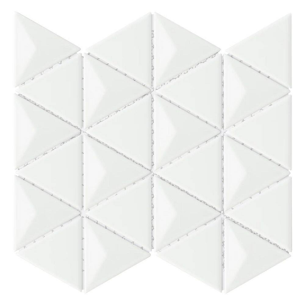 Ivy Hill Tile Medley Triangle Cloud White 4 in. x 0.39 in. Glossy ...
