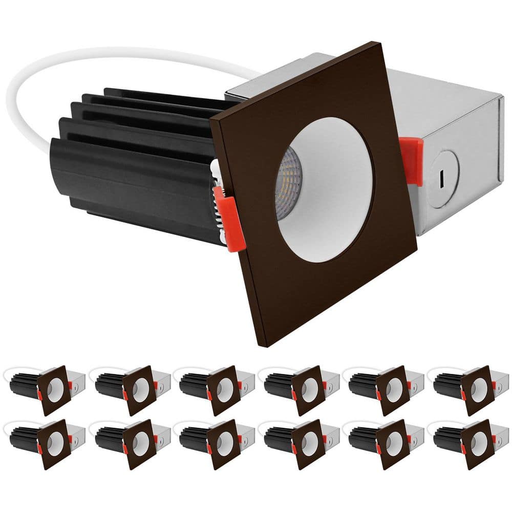 LUXRITE 2 In. Integrated LED Recessed Canless Light with Square Bronze ...