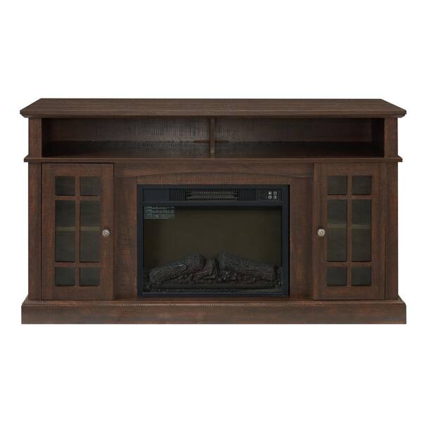 Espresso tv stand with fireplace store