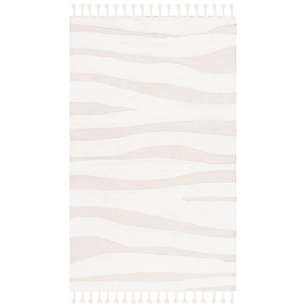 SAFAVIEH Casablanca Ivory/Beige 3 ft. x 5 ft. Striped Zebra Area Rug ...