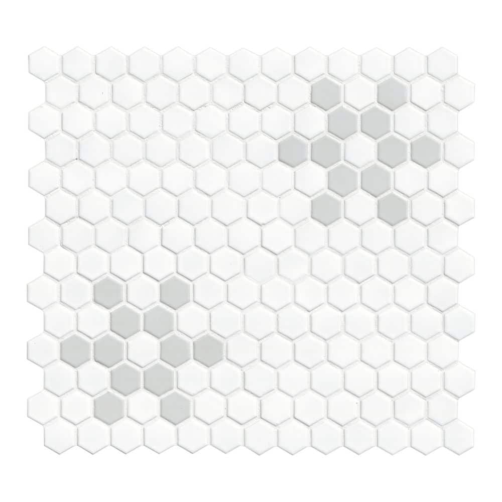 MSI Retro Bianco White and Gray Mod Petal 12in.x12in.x0.24 in. Matte Porcelain Mesh-Mounted ...