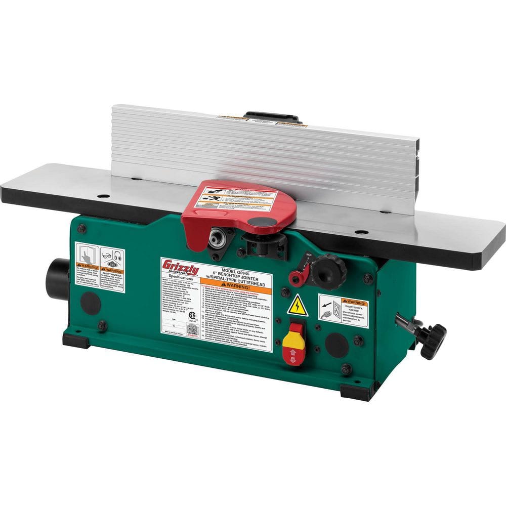 Grizzly Industrial 6 in. Benchtop Jointer with Spiral-Type Cutterhead ...