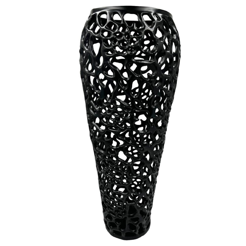 castellousa 25 in. Modern Sculptural Metal Floor Vase in Black CB-AP43 ...