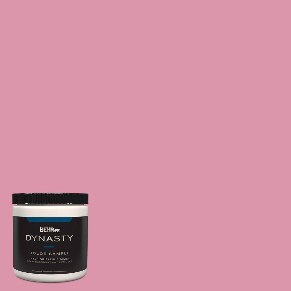 BEHR DYNASTY 8 oz. #110B-4 Foxy Pink Satin Enamel Stain-Blocking ...