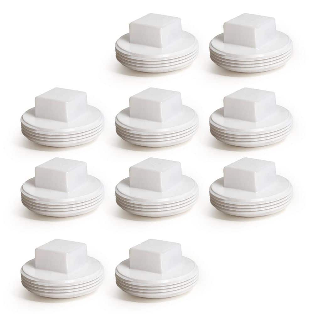 PLUMBFLEX 6 in. White Rigid PVC DWV Cleanout Plug, Male Pipe Thread ...