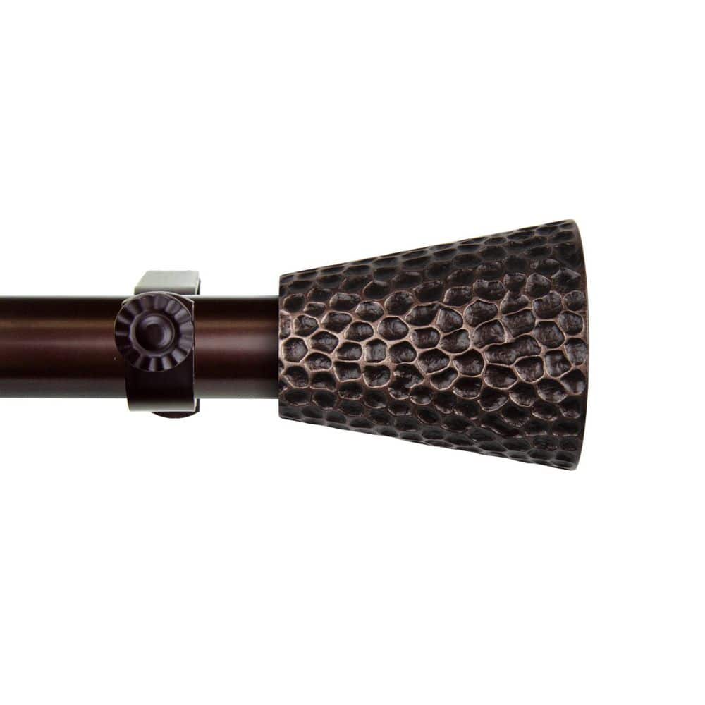 EMOH 48 in. - 84 in. Adjustable Single Curtain Rod 1 in. Dia in Bronze with Henley Finials H100 ...