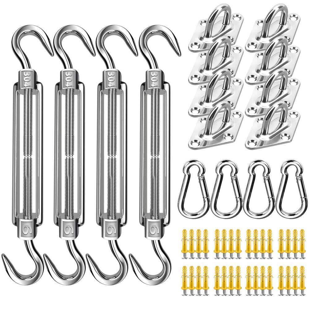Angel Sar 80-Piece 6 in. Stainless Steel Sunshade Hardware Kit for Sun ...