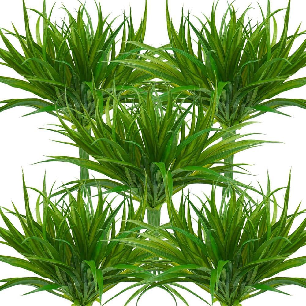 1 in 32 Pcs Green Artificial Grass UV Resistant Outdoor Faux Plant ...