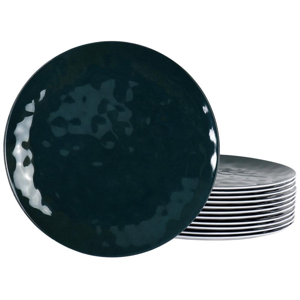 Gibson Home 12 Piece 11 in. Hammered melamine Dinner Plate Set in teal ...
