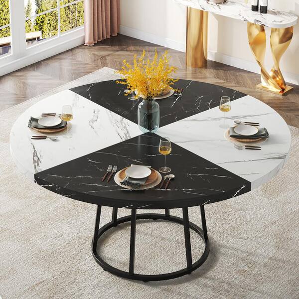 Black faux marble dining table store
