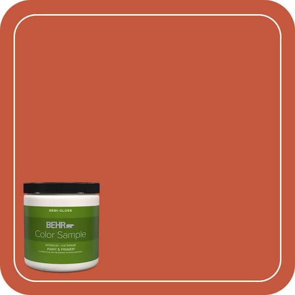 BEHR PREMIUM PLUS 8 oz. #BIC-31 Fire Coral Semi-Gloss Interior/Exterior ...
