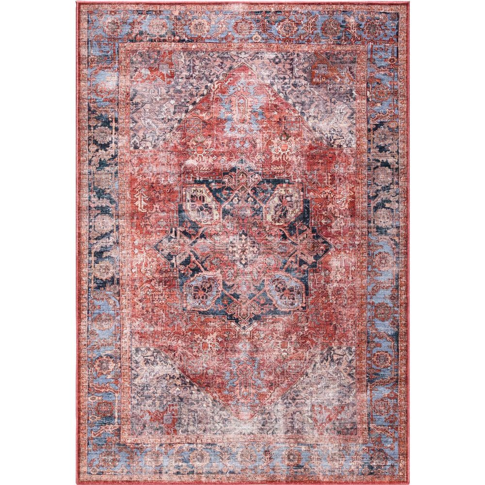 Abani Lola Terracotta 8 ft. 11 in. x 12 ft. Medallion Polypropylene ...