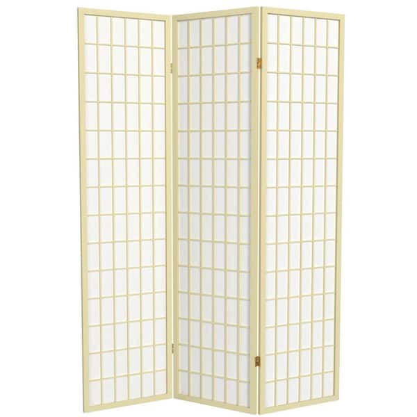 Red Lantern 6 ft. Ivory Window Pane 3-Panel Room Divider WPSP-3P-Ivory ...