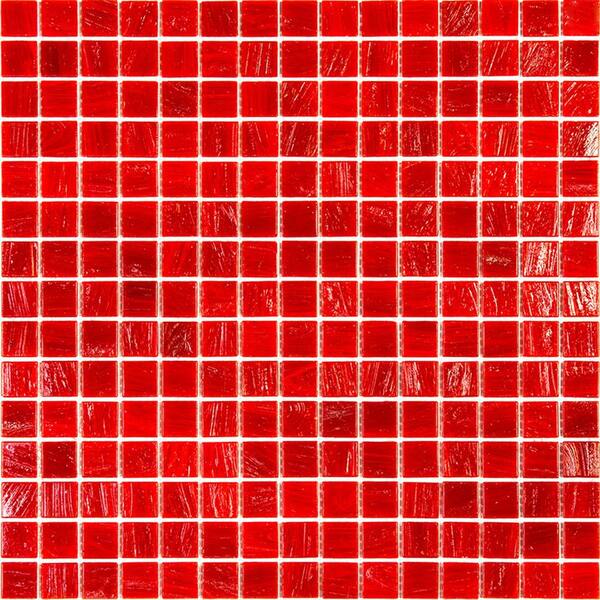 Apollo Tile Celestial Scarlet Red 12 in. x 12 in. Glossy Glass Mosaic ...