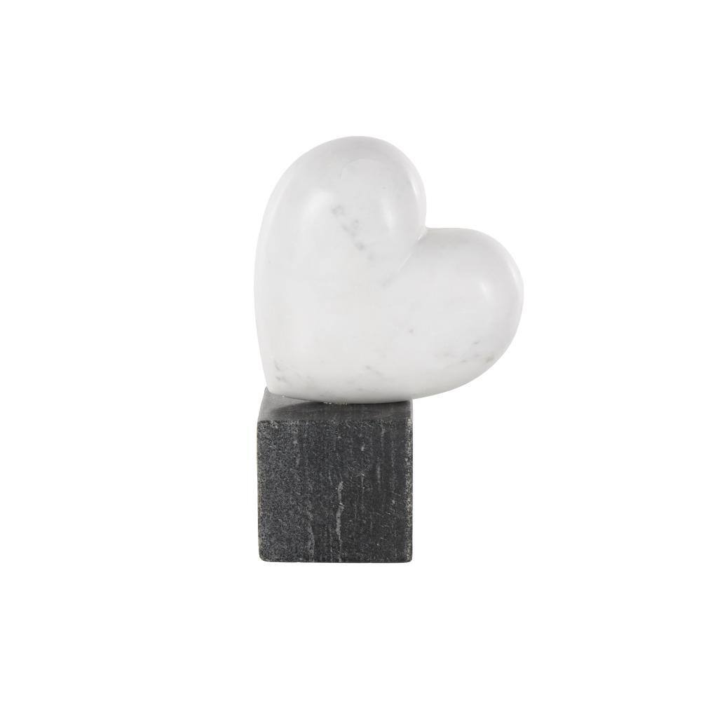 Litton Lane White 5 in. x 9 in. Slanted Heart Marble Ceramic Sculpture ...