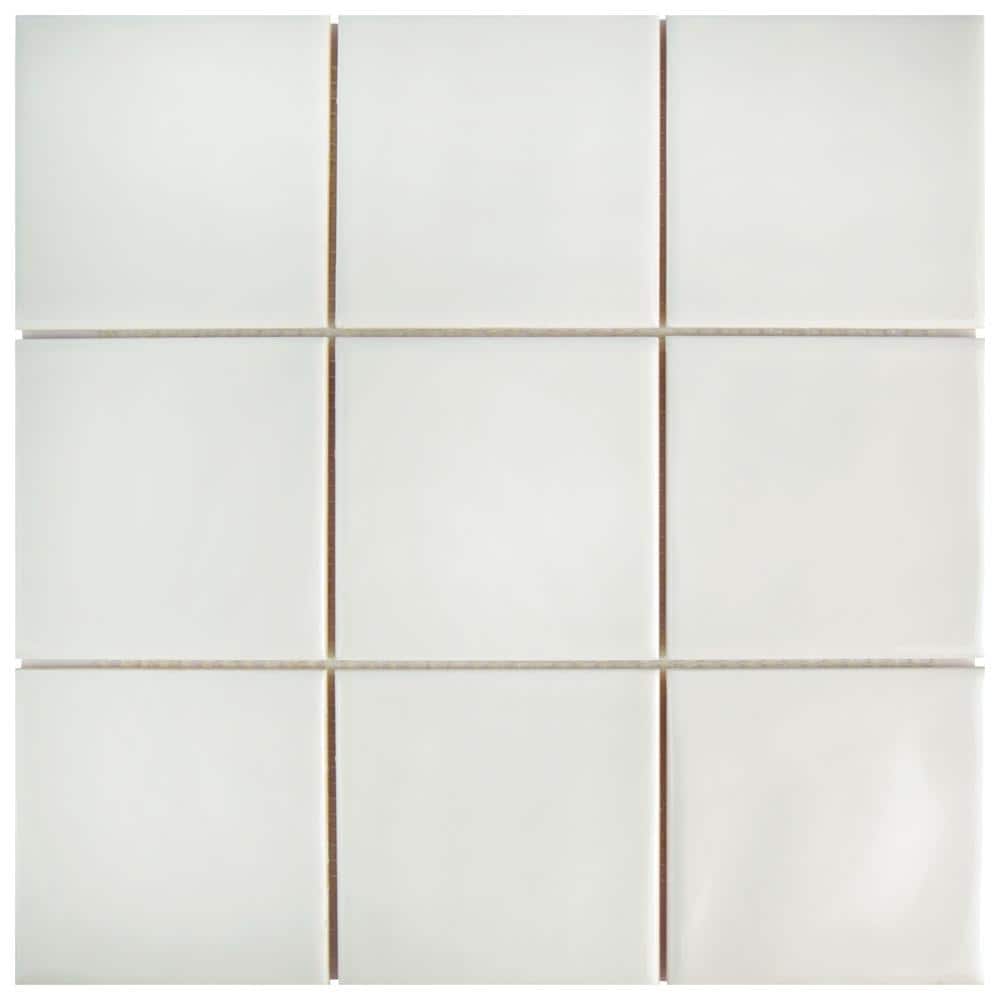 Merola Tile Twist Square Soft Cream 6 in. x 6 in. Ceramic Mosaic Take ...