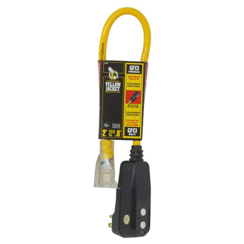 Yellow Jacket 2 ft. 12/3 SJTW Right Angle GFCI Heavy-Duty Extension ...