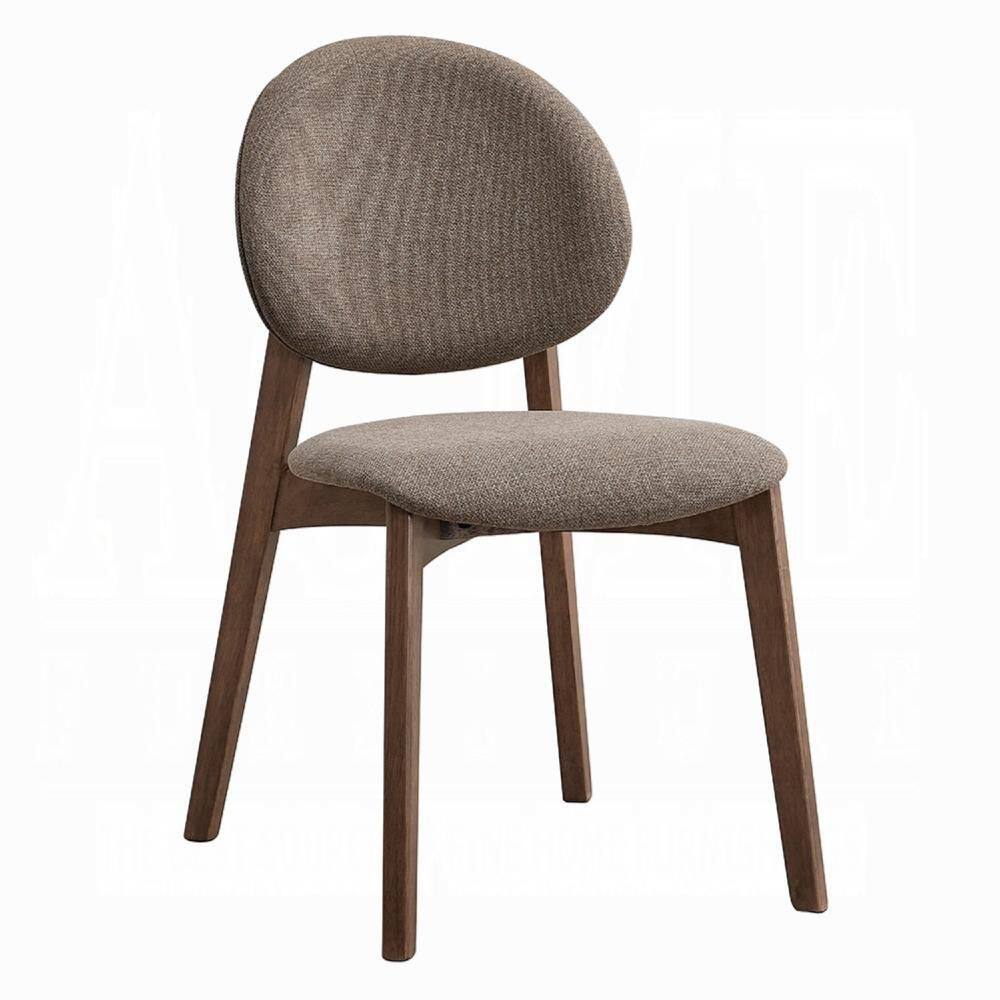 Benjara Hamza Brown and Walnut Brown Linen Solid Back Dining Chair (Set ...