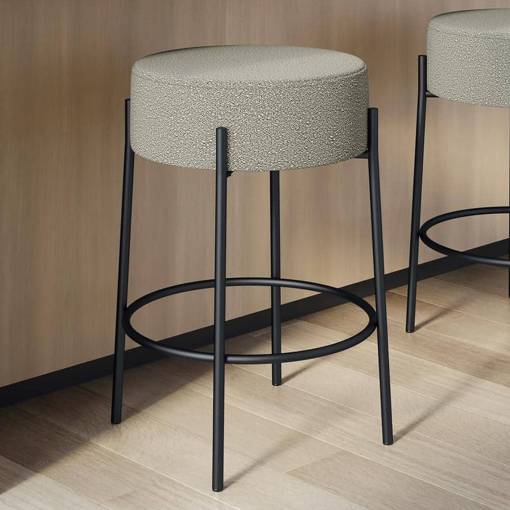 Amisco Clovis 26.75 in. Backless Counter Stool Light Beige and Grey ...