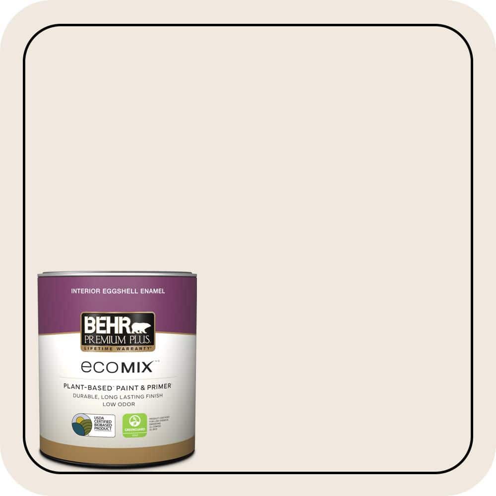 BEHR PREMIUM PLUS 1 qt. #ECC-57-2 Shady White Eggshell Enamel EcoMix ...