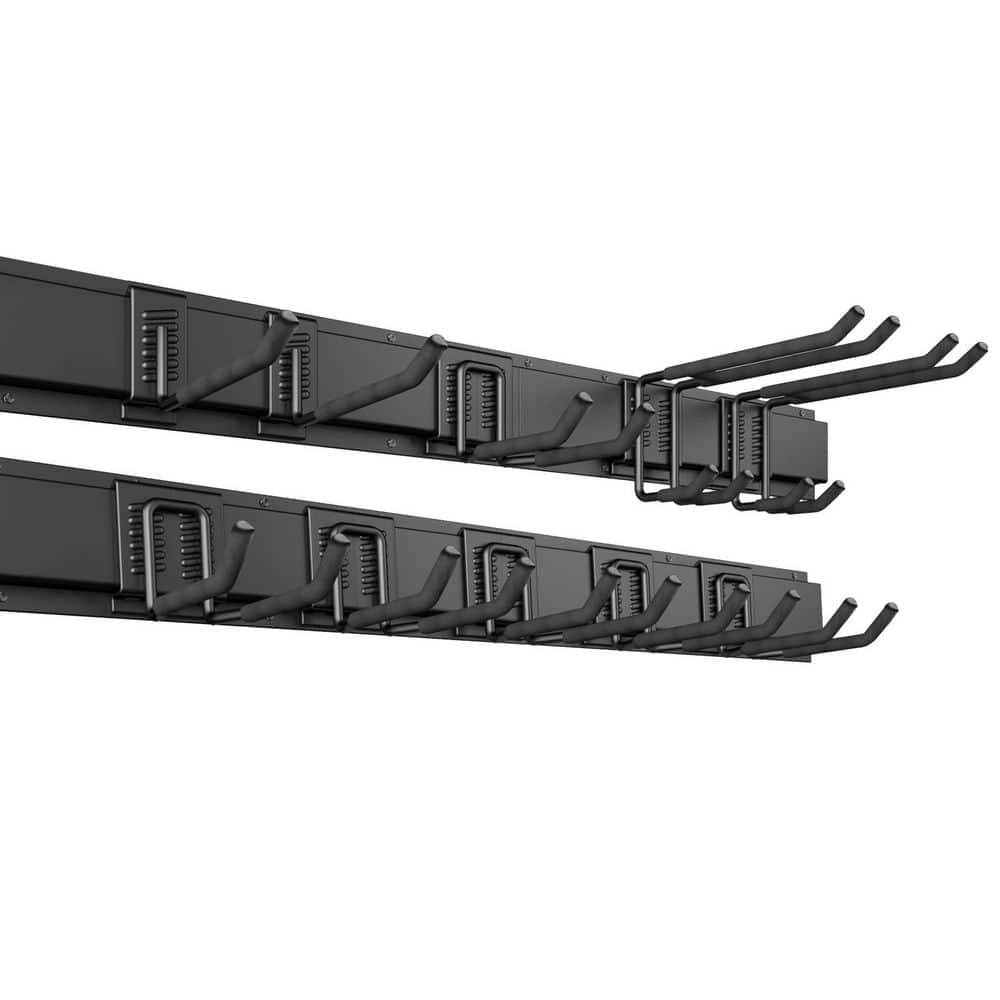 1 Pack 64 in. Black Metal Wall Rack with Adjustable Hooks and Rails for ...