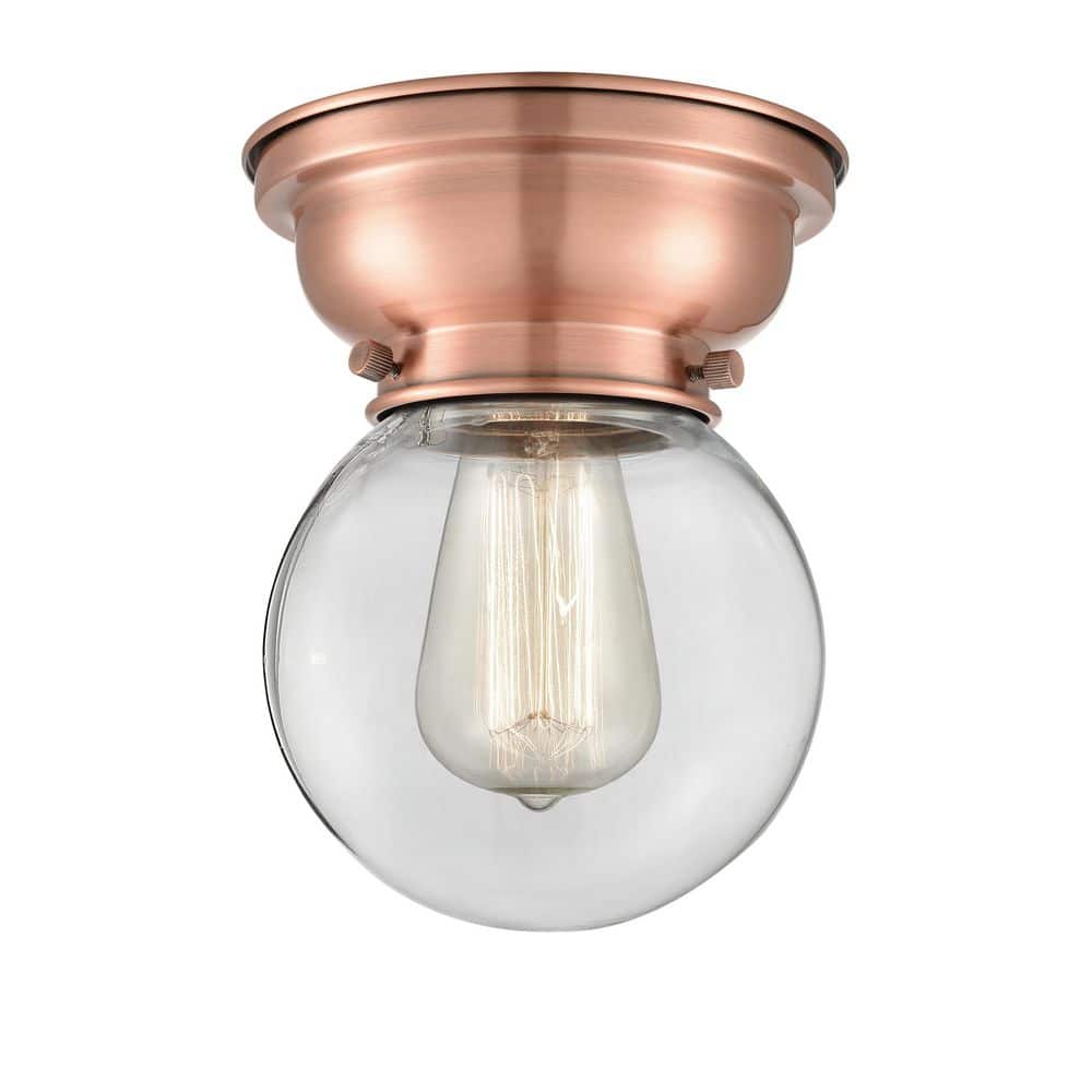 Innovations Beacon 6.25 in. 1-Light Antique Copper Industrial Flush ...