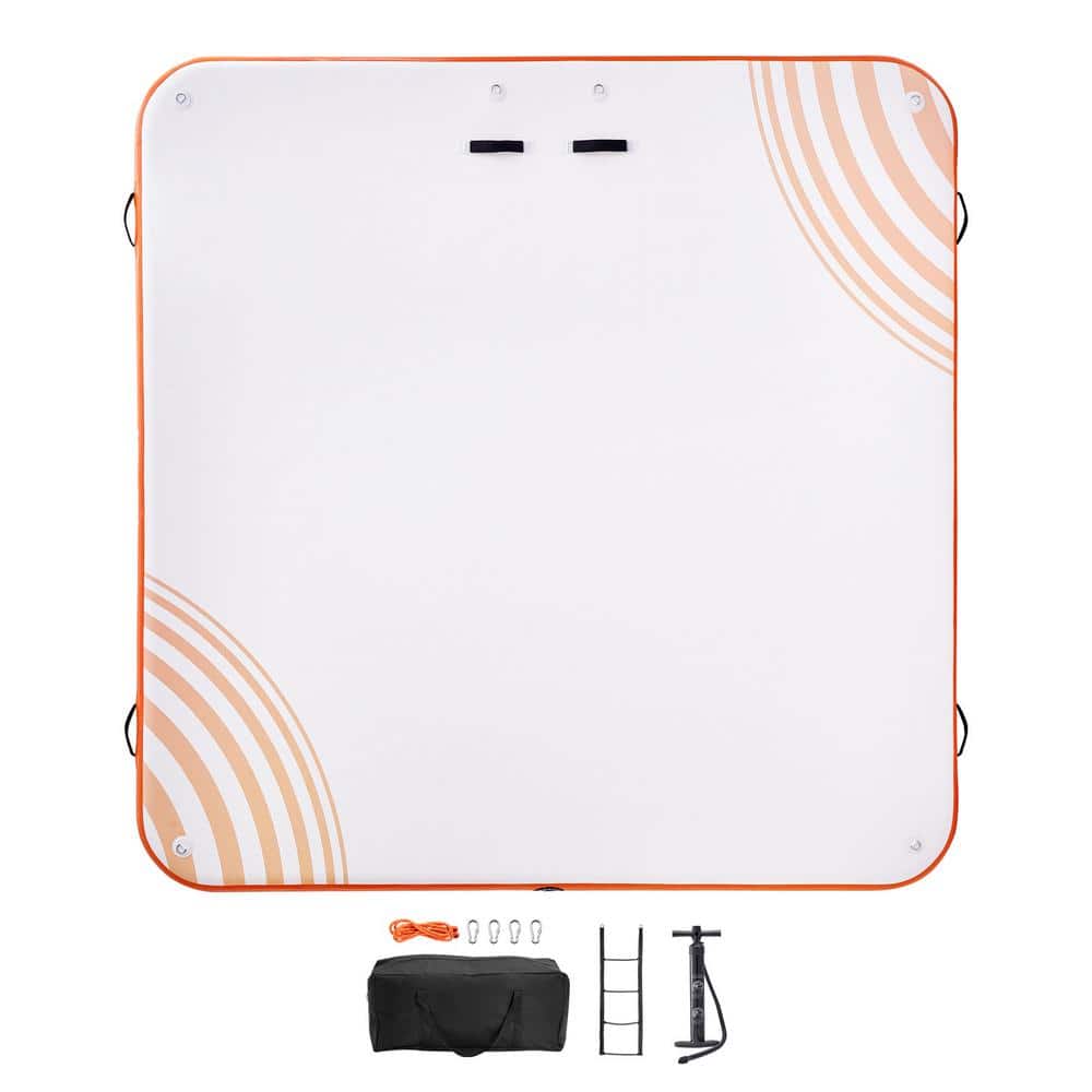SVOPES 7 ft. x 7 ft. Inflatable Floating Dock, Non-Slip Water Platform ...