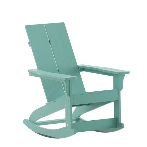 TAYLOR + LOGAN Green Plastic Outdoor Rocking Chair in Blue RO-521339 ...