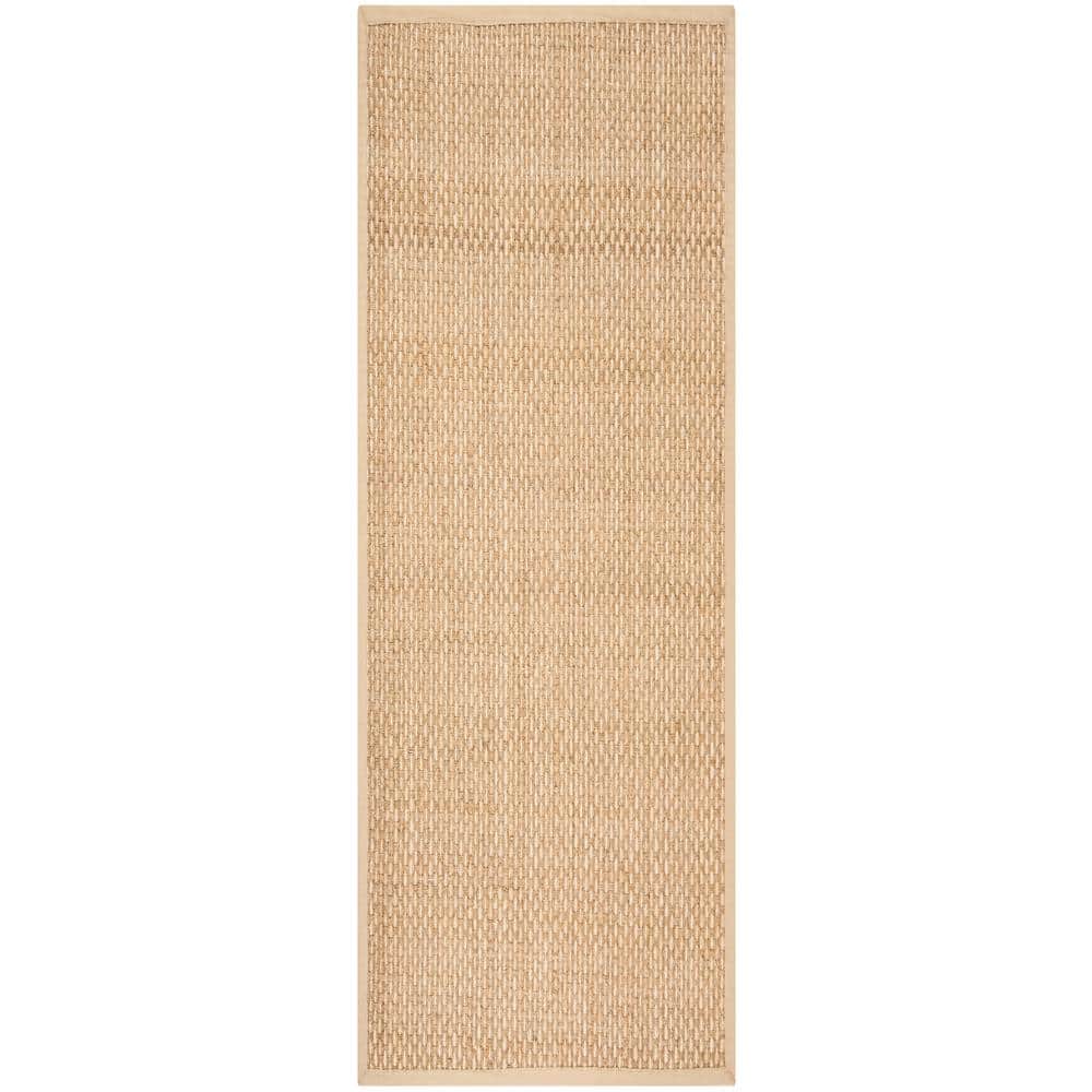 SAFAVIEH Natural Fiber Tan/Beige 3 ft. x 8 ft. Border Runner Rug NF118A ...