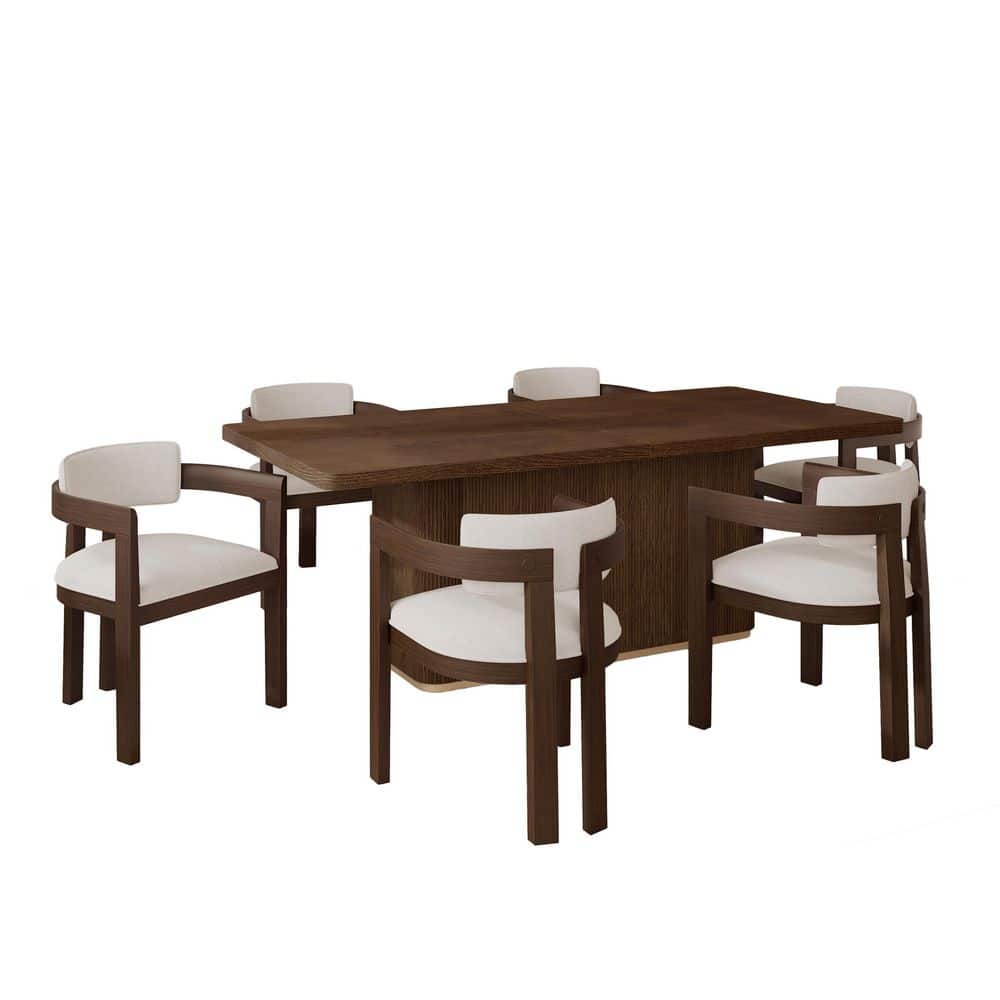 CHRISTOPHER KNIGHT HOME Elliot 7-Piece Walnut and Beige Wood Top Dining ...
