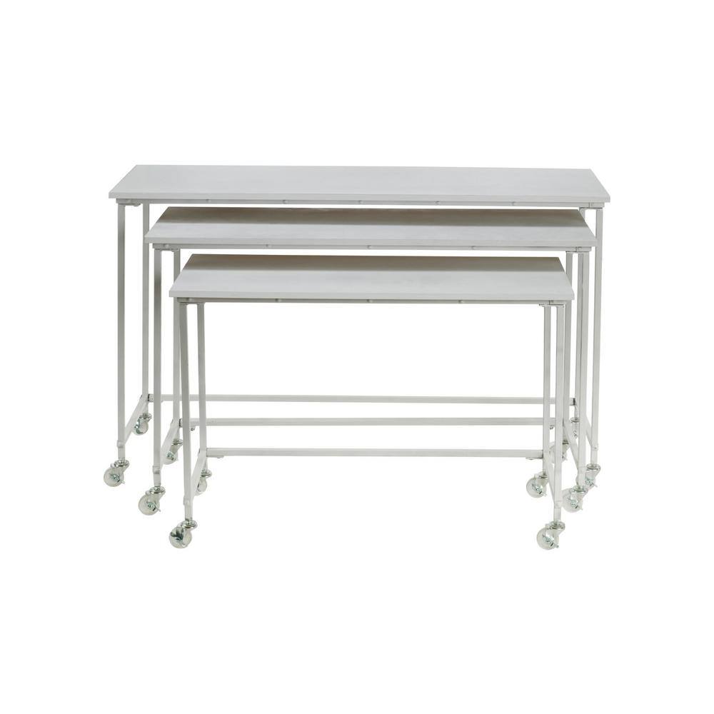 TRIPAR INTERNATIONAL, INC. 30 in. White Nesting Accent Tables (Set of 3 ...