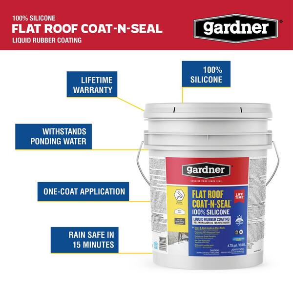 Buy Gardner 4.75 Gal. Flat Roof Coat-n-Seal Liquid Rubber Coating ...