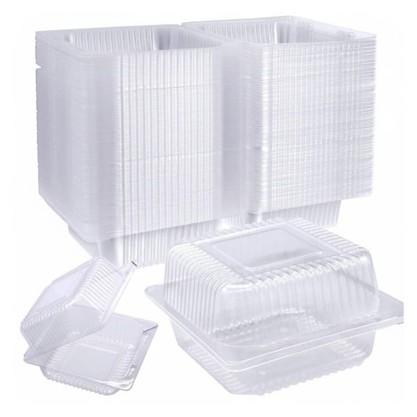 Anqtovp Clear Plastic Hinged Food Containers with Lids 100 Pack ...