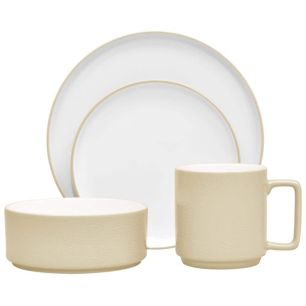 Noritake Colortex Stone Ivory Porcelain 4-Piece Place Setting, Service ...