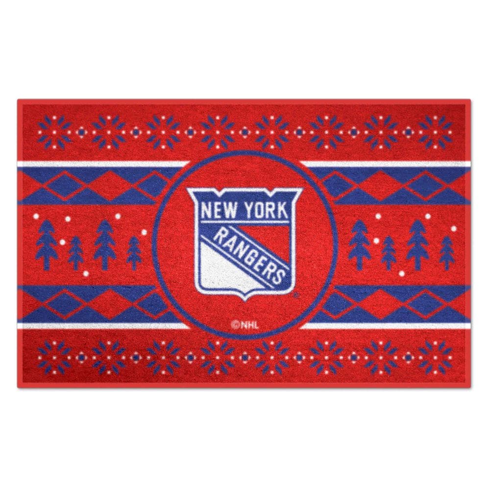 FANMATS New York Rangers Holiday Sweater Red 1.5 ft. x 2.5 ft. Starter ...