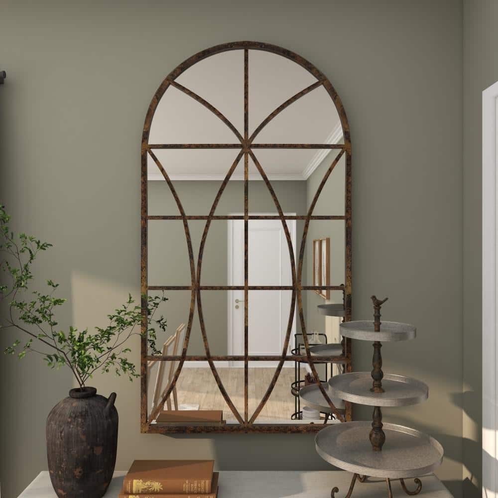 Reviews for Litton Lane 59 in. x 32 in. Window Pane Inspired Arched ...