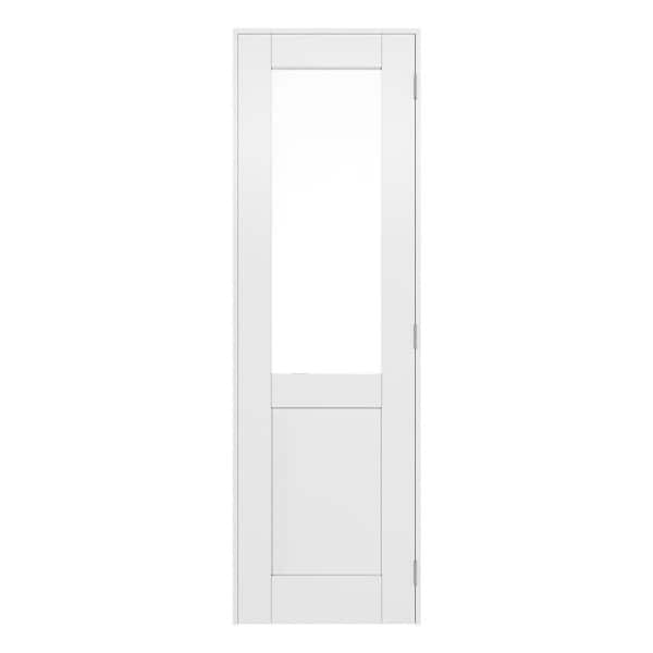 ARK DESIGN 24 in. x 80 in. Left-Hand 1/2-Lite Clear Glass White Solid ...