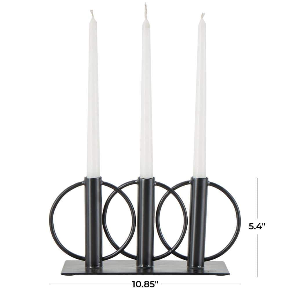 Litton Lane 5 in. Black Metal Overlapping Circular Ring Candelabra ...