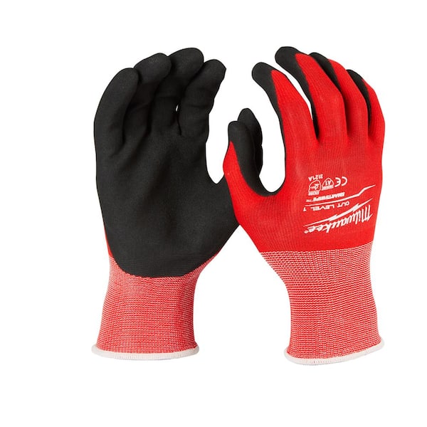 Milwaukee X-Large Red Nitrile Level 1 Cut Resistant Dipped Work Gloves ...